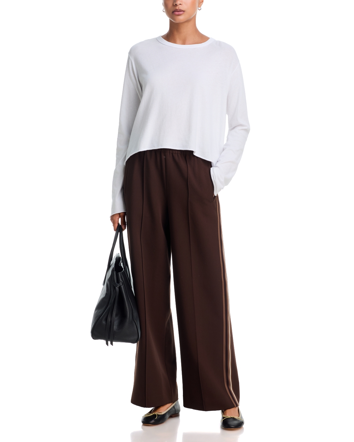 THE GREAT. The Great. Long Sleeve Cotton Cropped Tee